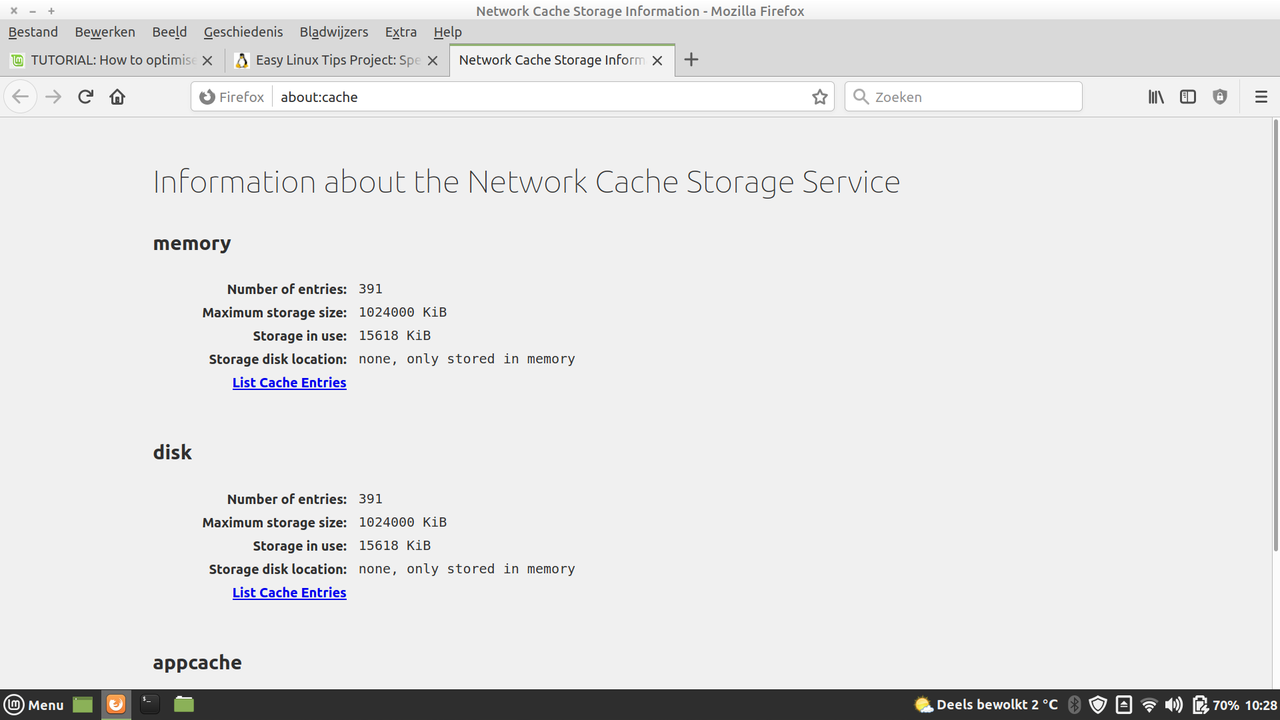 Schermafdruk FF cache — Postimages