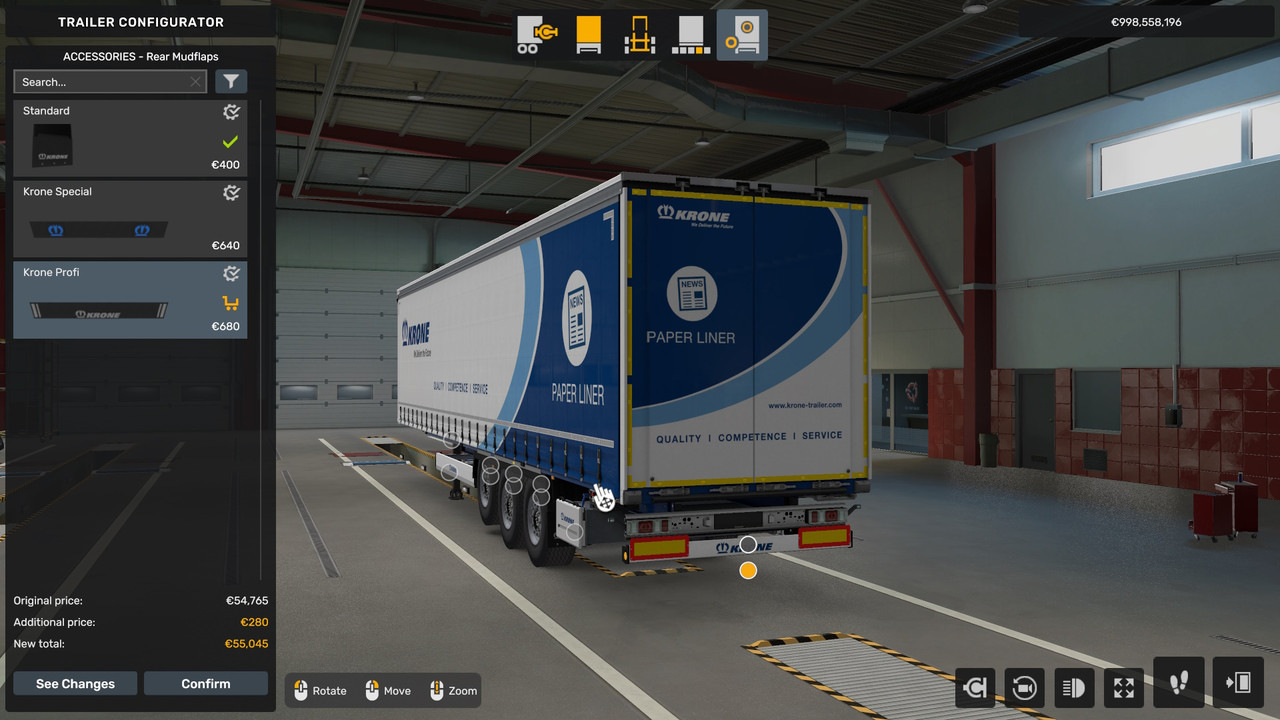 The "Krone Profi" rear mudflaps is not visible on the Krone Profi Liner ...