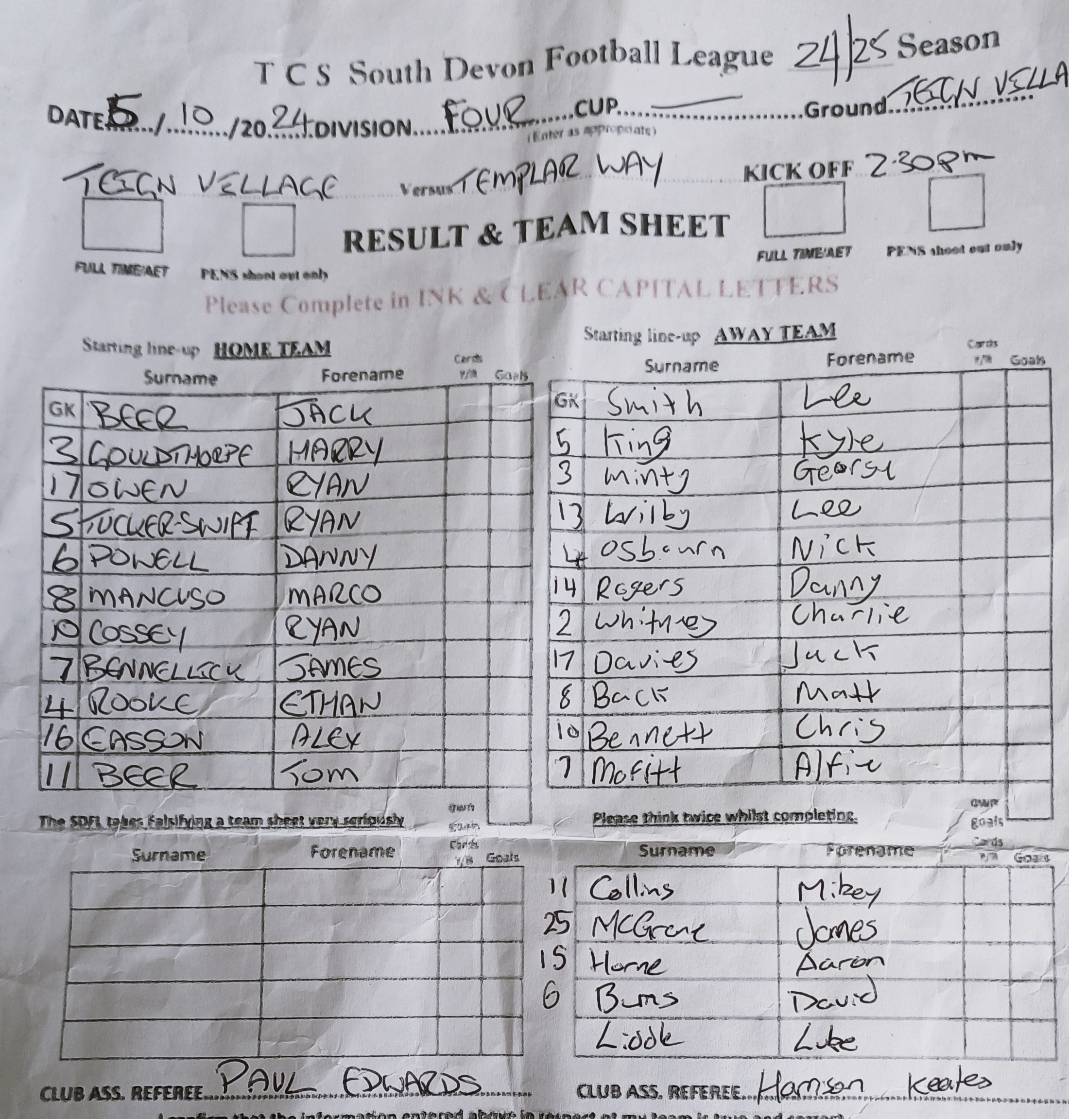 Team sheet — Postimages
