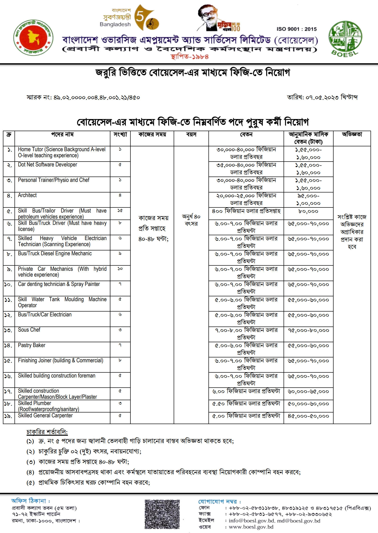 BOESL Job Circular - Apply Procedure 2023 – www.boesl.gov.bd