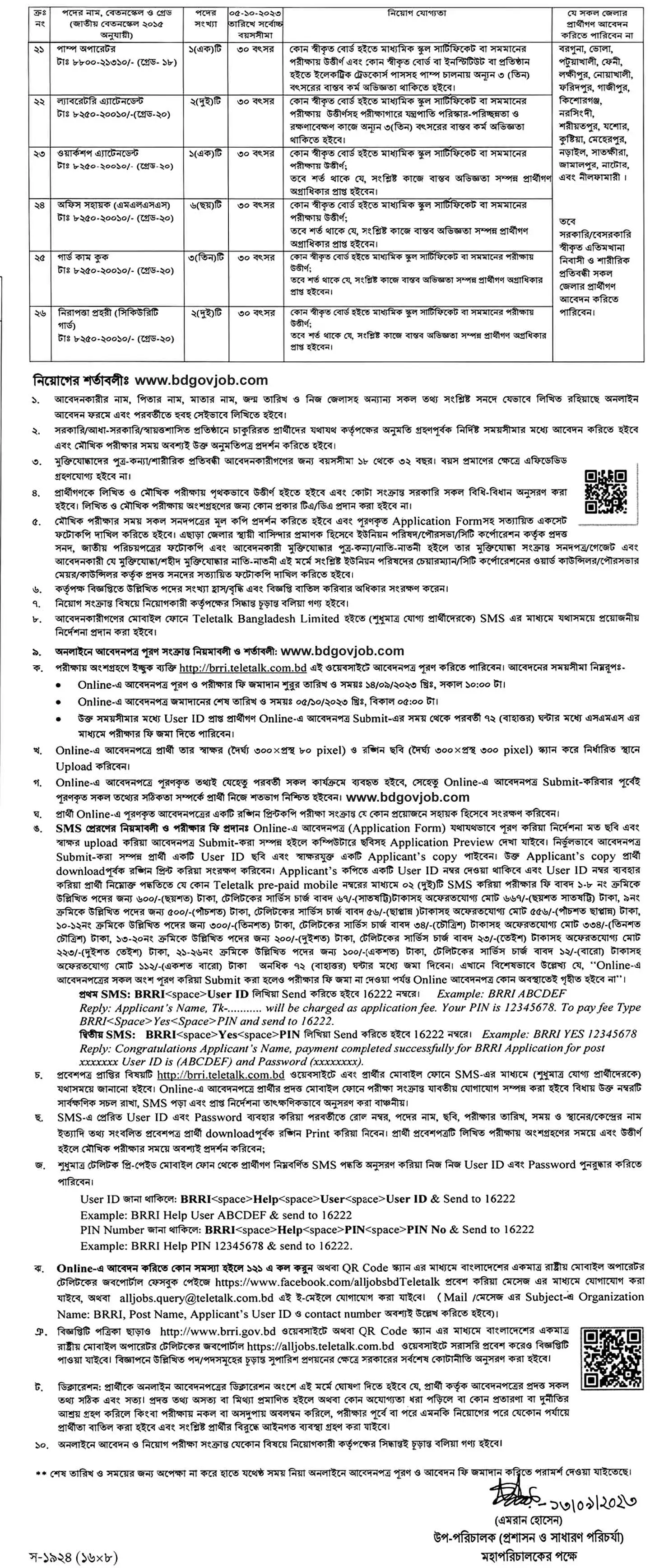 BRRI Job Circular 2024 - brri.teletalk.com.bd Apply | BD Govt Job