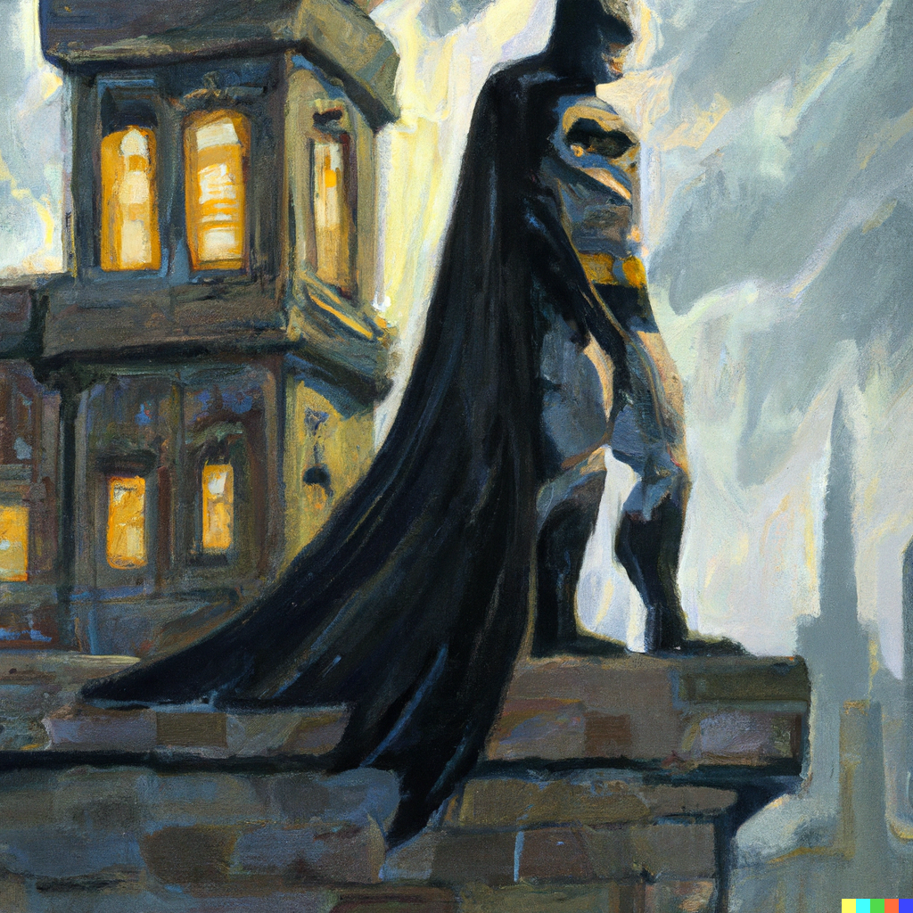 DALL· E 2022 07 19 16 47 57 batman on top of a gothic building, oil painting — Postimages