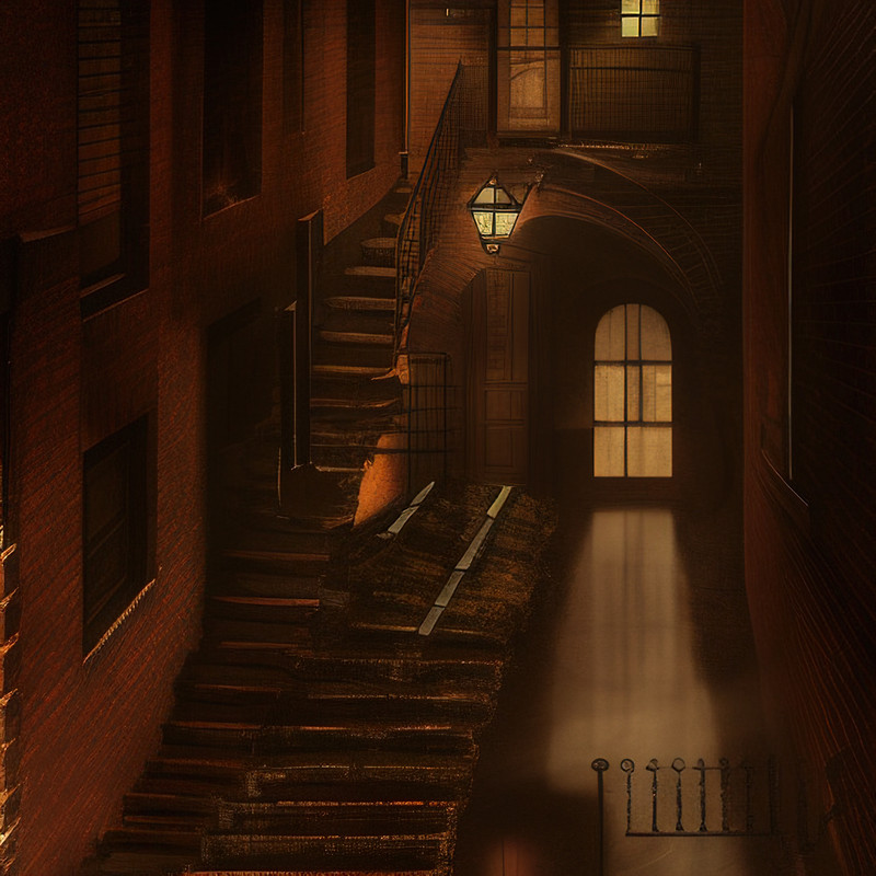 43 a dark city at night buildings of old bricks city sat on channel of ...