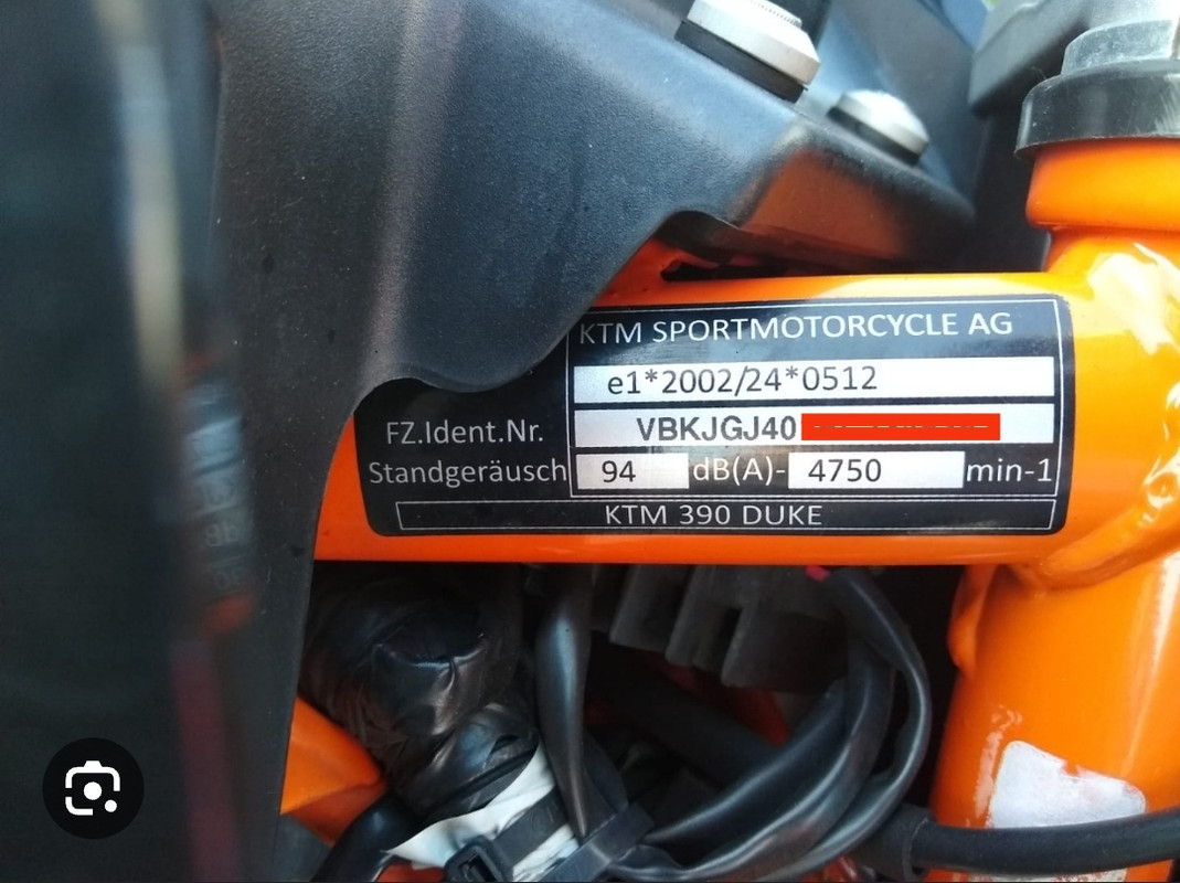 Identification sticker - replacement | KTM Duke 390 Forum