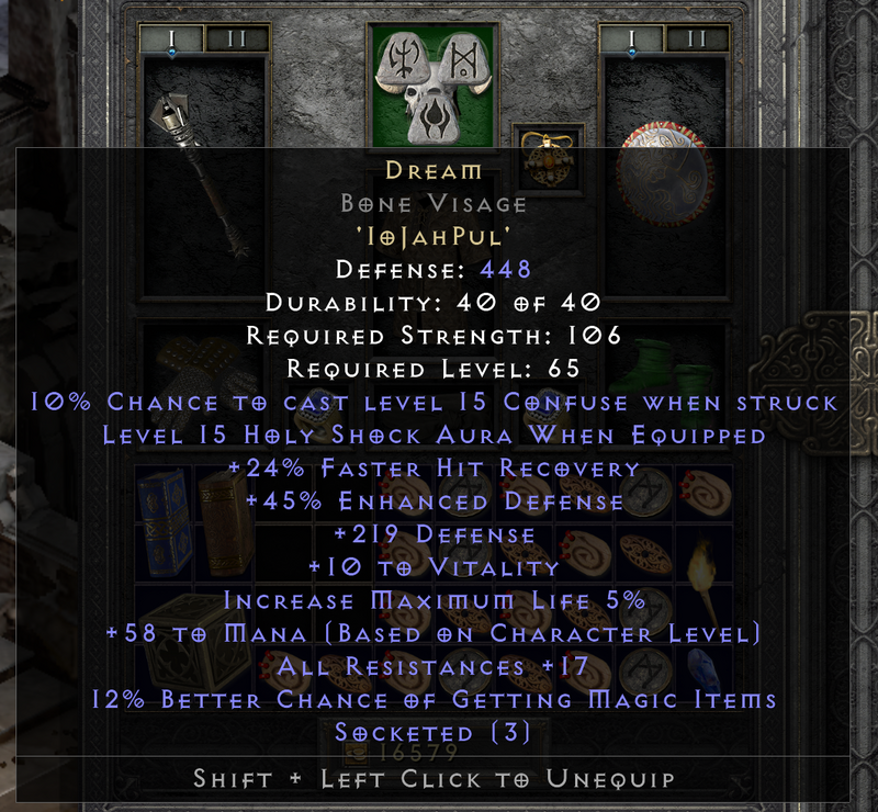 Good Dream Bone Visage / Dream Sacred Rondache - Topic - d2jsp