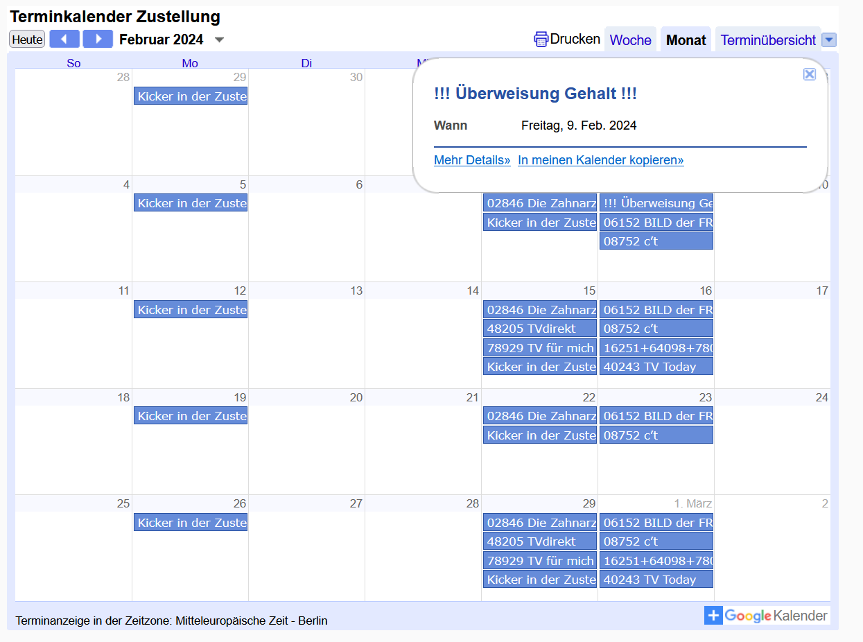 Zustellinformationsportal Zusteller — Postimages