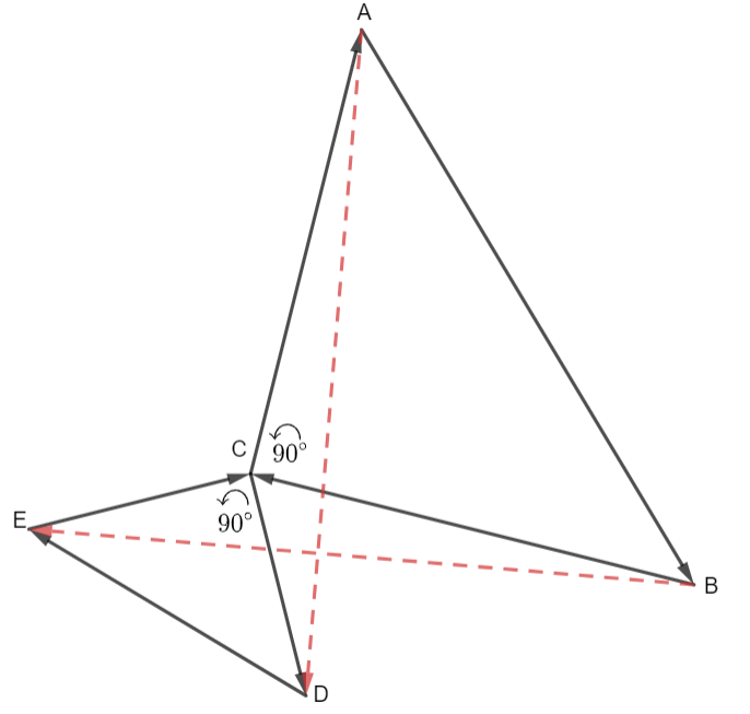 $\triangle A B C$ and $\triangle D E C$ are isosceles right | Quizlet