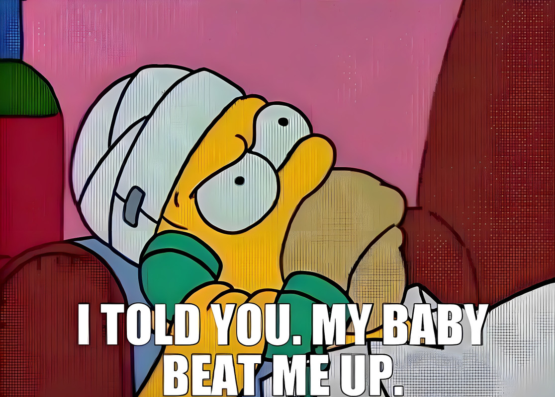 Homer Simpson and the SNPP disbelieving that Maggie Simpson hit him ...