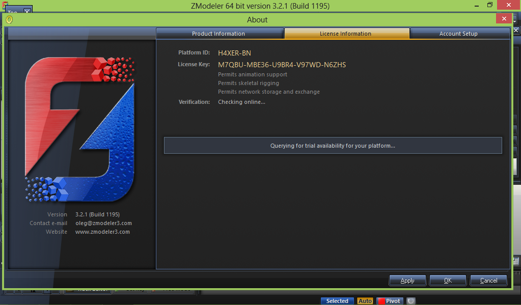 Problem activating license. - ZModeler forum
