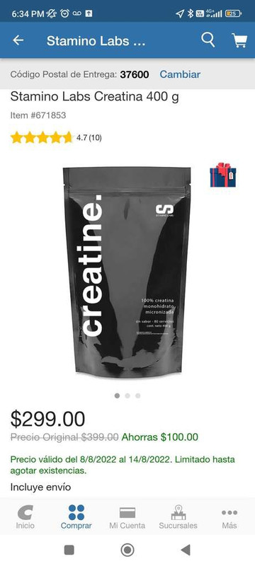 Costco: Creatina 400 g, Monohidrato micronizada