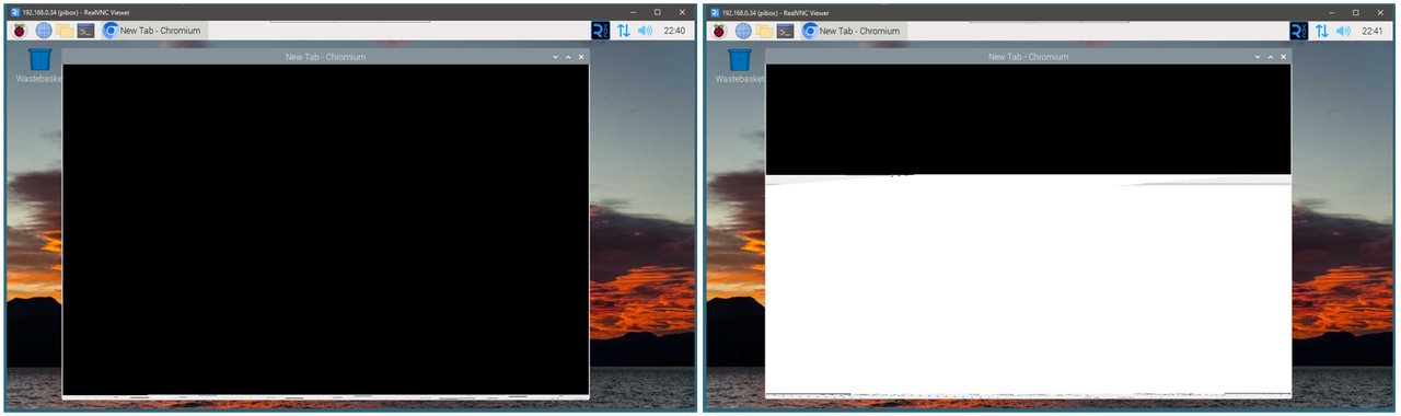 RPiOS Debian 11 Bullseye: Chromium Internet navigator flickering in VNC remote connection ...