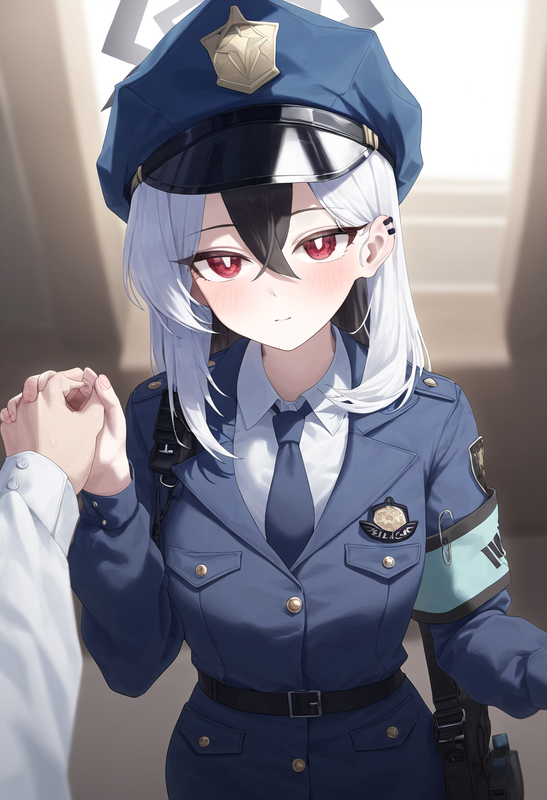 depth of field, 1girl, [kayoko (blue archive)], blue archive, {{{{police uniform s 992429424 ...