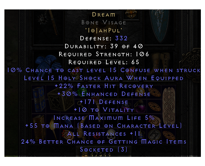 Iso Dream Shield/helm/creasent Moon - Topic - d2jsp