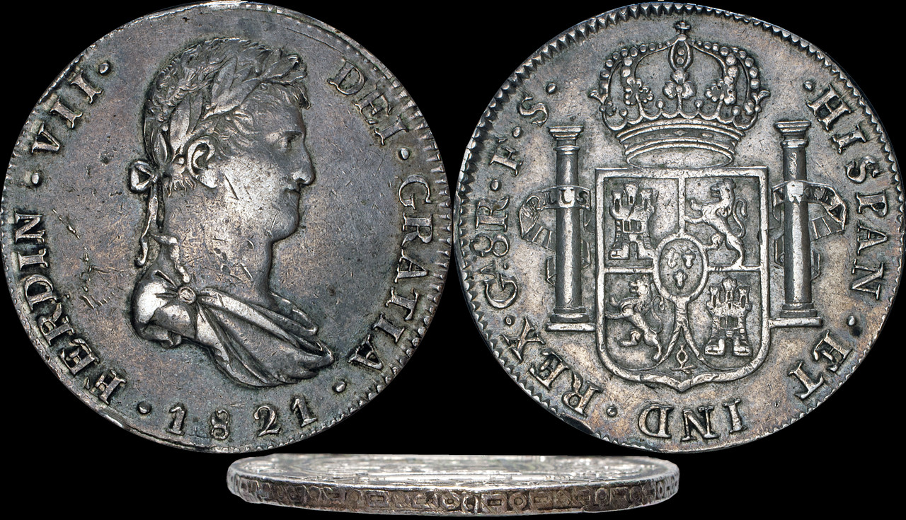 8 R Fernando VII 1821 Guadalajara FSn orig sombras — Postimages