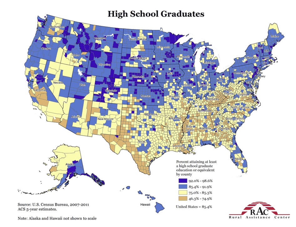 Hmm- Interesting- High School graduates map - Democratic Underground Forums