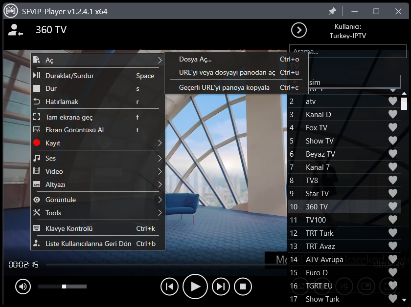 Sfvip-iptv Player Türkçe 1.2.4.1 X64 - Türkçe Yamalar - TNC-TR