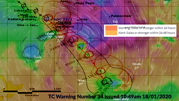 Category 2 TC Tino located 150km East-Northeast of Lakeba