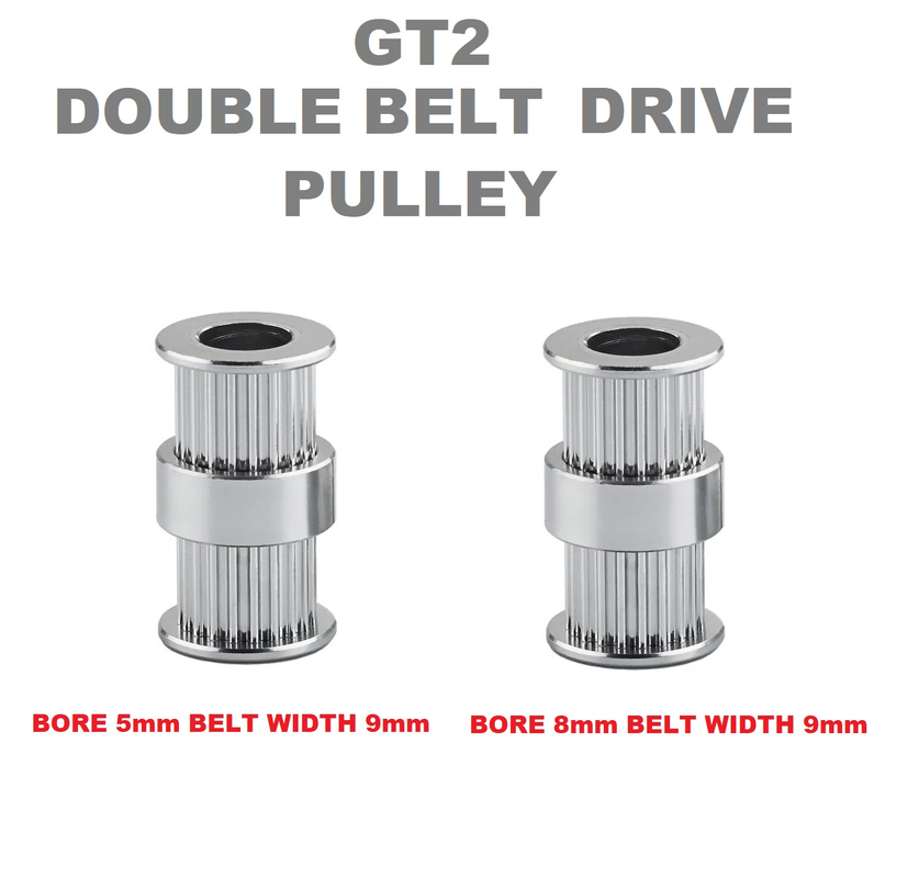 GT2 PULLEY 20 Teeth bore 5mm or 8mm width 9mm GT2 Belt DOUBLE TWIN DUAL ...