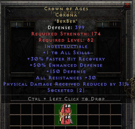 100% Perfect Crown Of Ages 15dr 30@res 399def 2os - Topic - d2jsp