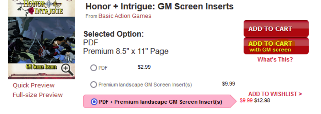 Honor + Intrigue: GM Screen Inserts - Basic Action Games | Honor ...