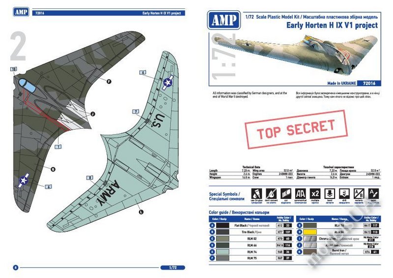 1/72 - Horten Ho-IX V1 (glider & with engines) by AMP - released - The ...