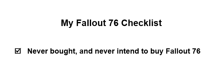 Fallout 76 Quest Checklist : Fallout