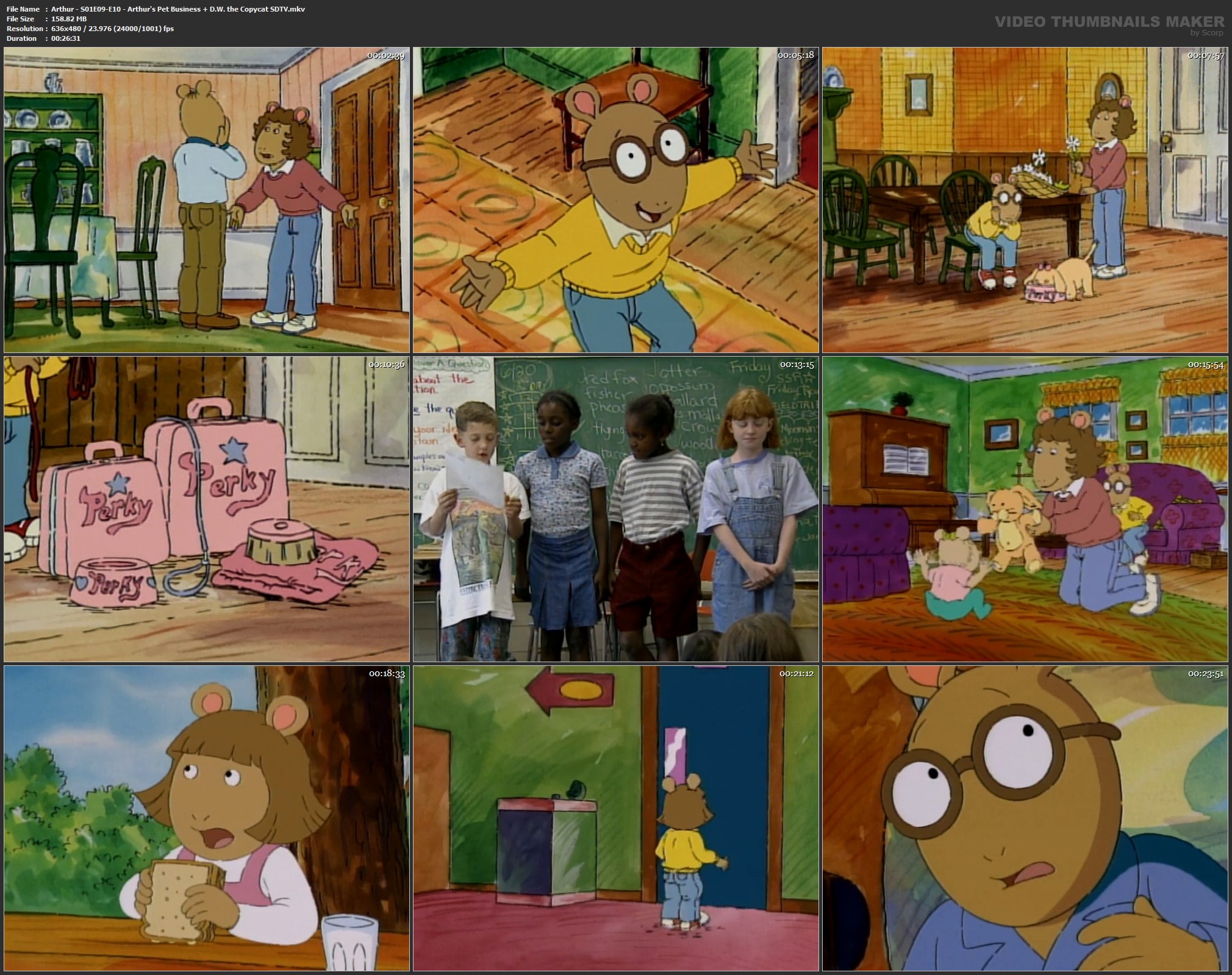 Arthur S01 E09 E10 Arthur's Pet Business D W the Copycat SDTV mkv ...