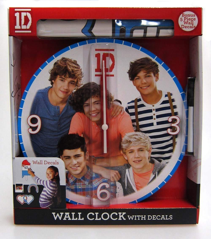 New One Direction 1D Wall Clock With 5 Wall Decals Official Licensed ...