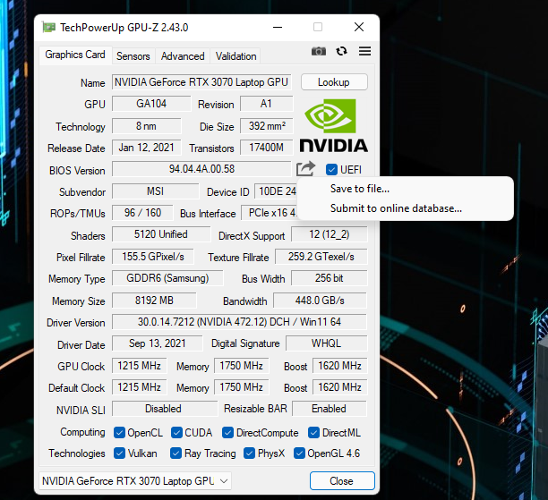 GE66 10UG 3070 how to Apply 11UG vBios Update for TDP Upgrade : r ...