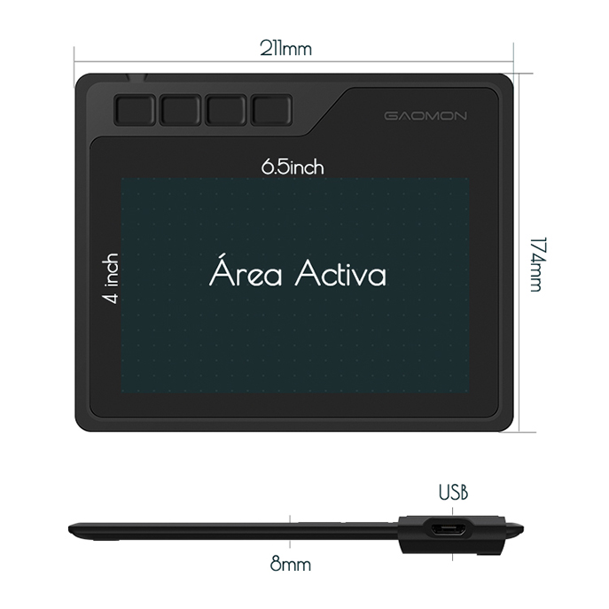GAOMON Tableta digitalizadora gráfica gaomon s620 65x4 inch -negra ...