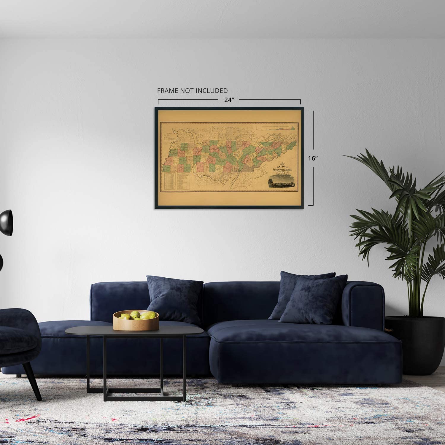 1832 Tennessee State Poster Map - Vintage State of Tennessee USA Wall ...