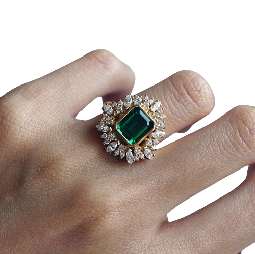 big Emerald Stone Ring 8 removebg preview — Postimages
