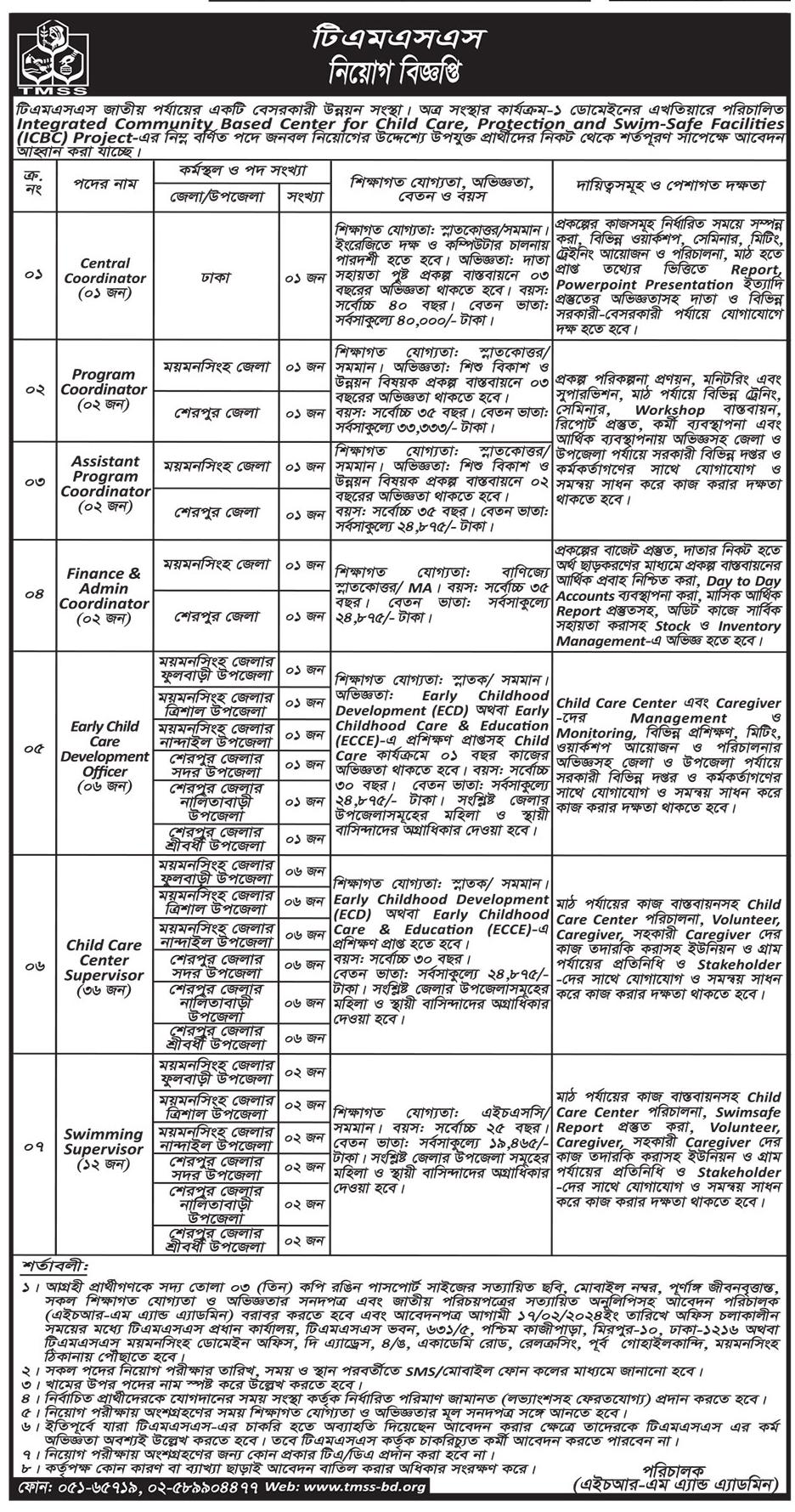 TMSS Job Circular 2024 www.tmss-bd.org - Lekhapora BD Jobs