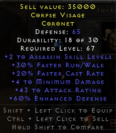 N Sin Circlet Coronet Diadem 30frw Etc - Topic - d2jsp