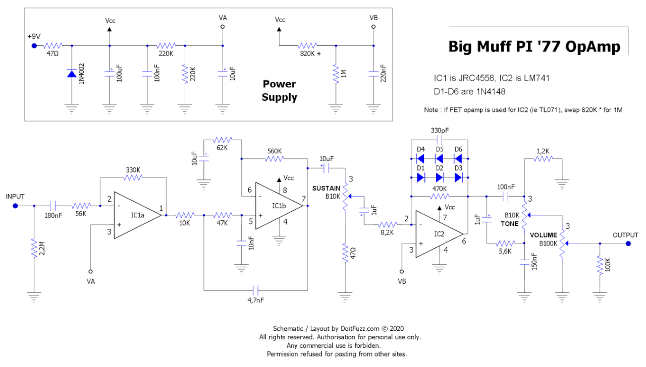 big muff PI 77 opamp schematic — Postimages