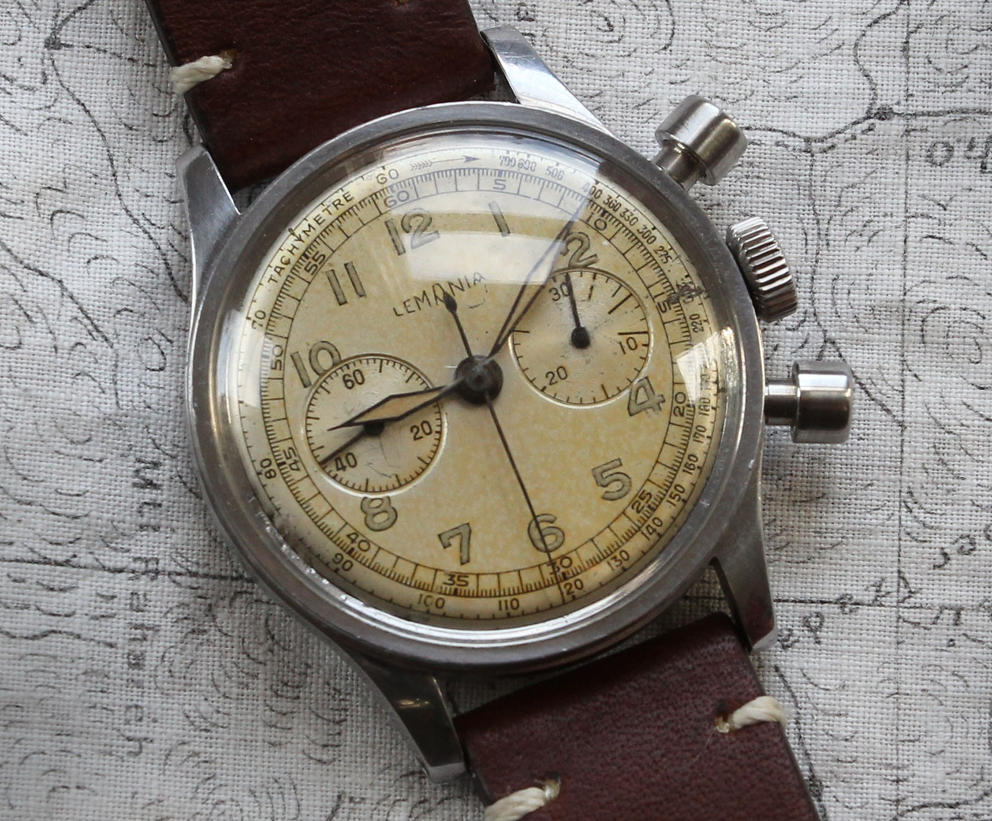 Late 1940s Lemania 2 Register chronograph - CH27 movement, ancestor of ...