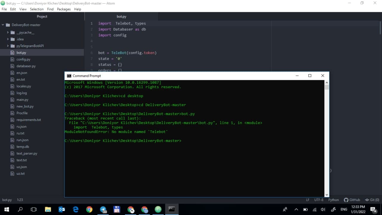 python - how to fix bug in telebot - Stack Overflow