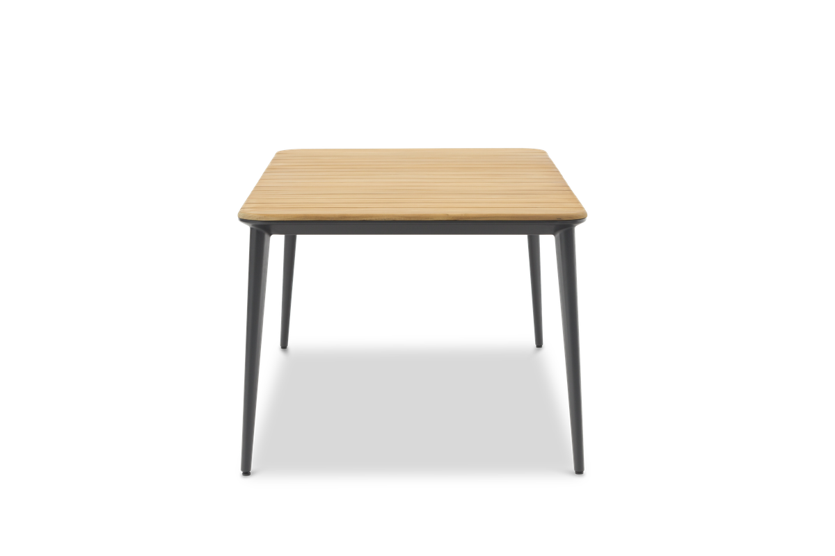 TIMO DINING TABLE TEAK TOP 1 8 M CHARCOAL FRAME 4 — Postimages