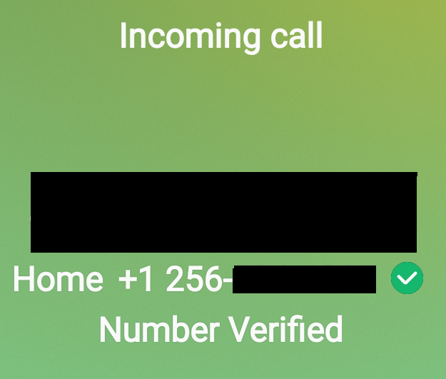 Green check mark next to Caller ID (Mobile, Huntsville: home, car ...