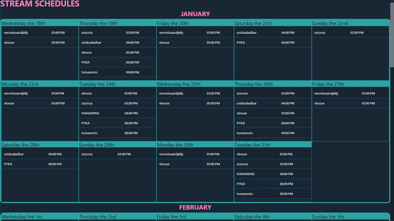 GitHub - MikeGillotti/Twitch-Stream-Schedule: A consolidated schedule of the streamers you follow