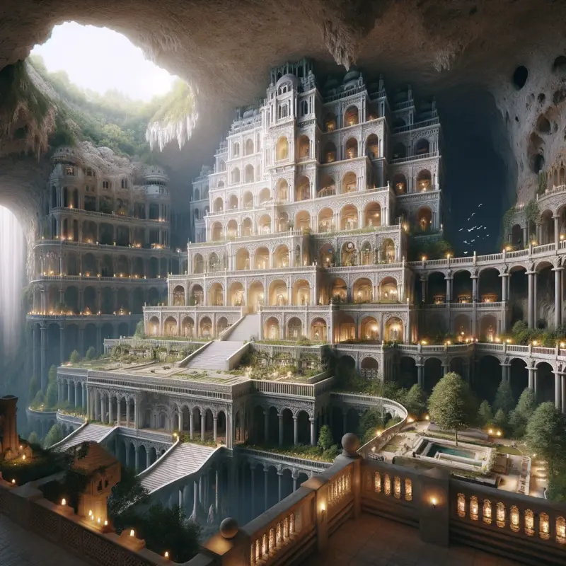 DALL· E 2024 03 27 10 25 40 Reimagine the underground city building, now featuring grand ...