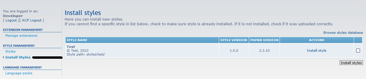 phpBB • [SOLVED] New style uploaded but not visible in ACP