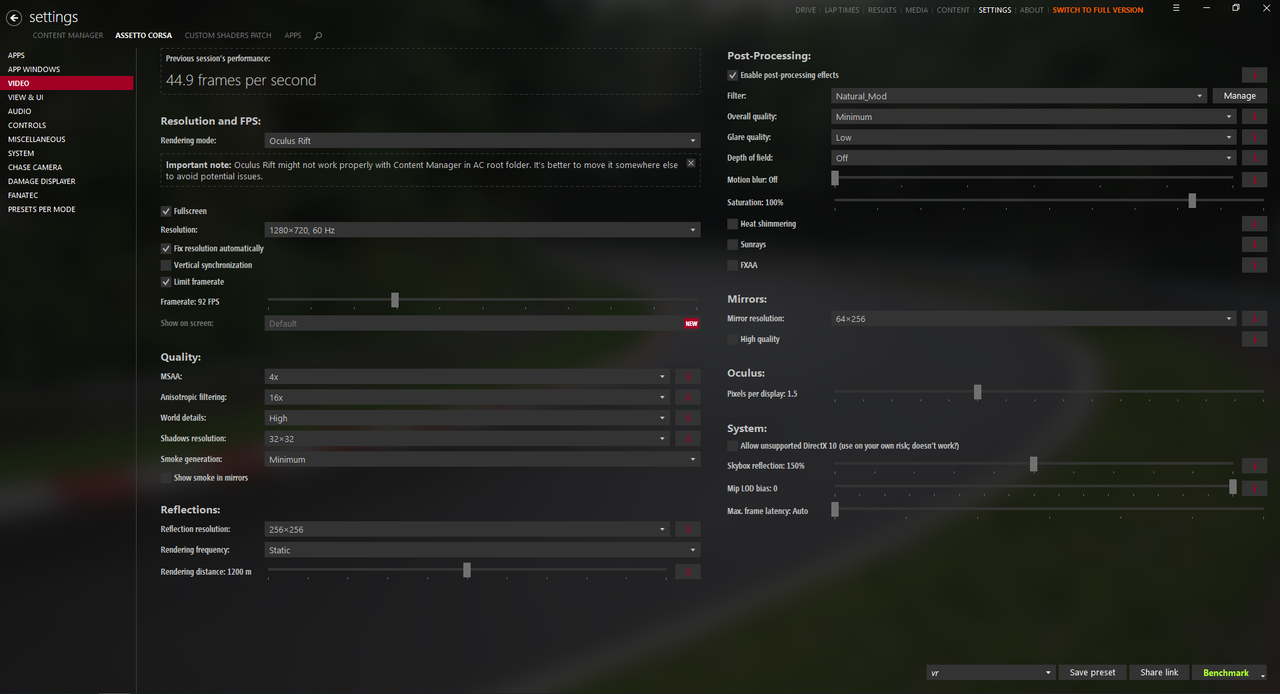 CSP on, Natural Mod, Oculus rendering — Postimages