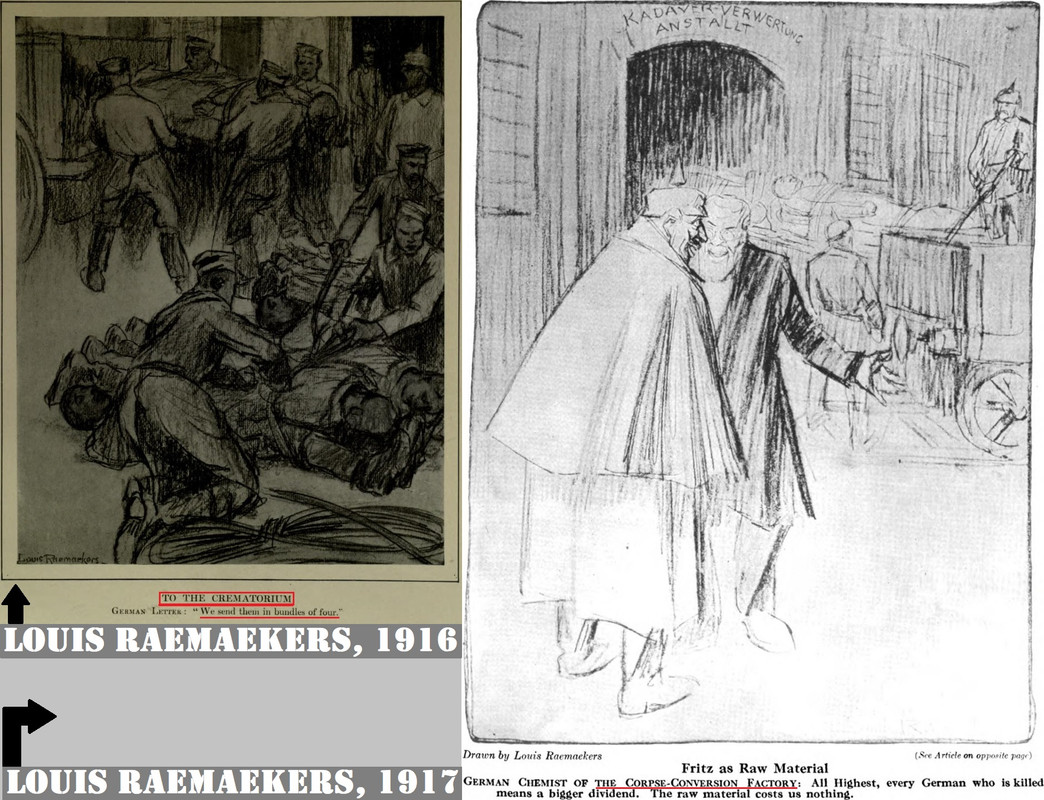 WW1 Raemaekers cartoons 1916 1917 Corpse Factory Story Crematorium ...