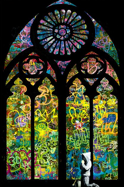 Banksy Stained Glass Window Boy Praying Art Posters And Prints Graffiti ...