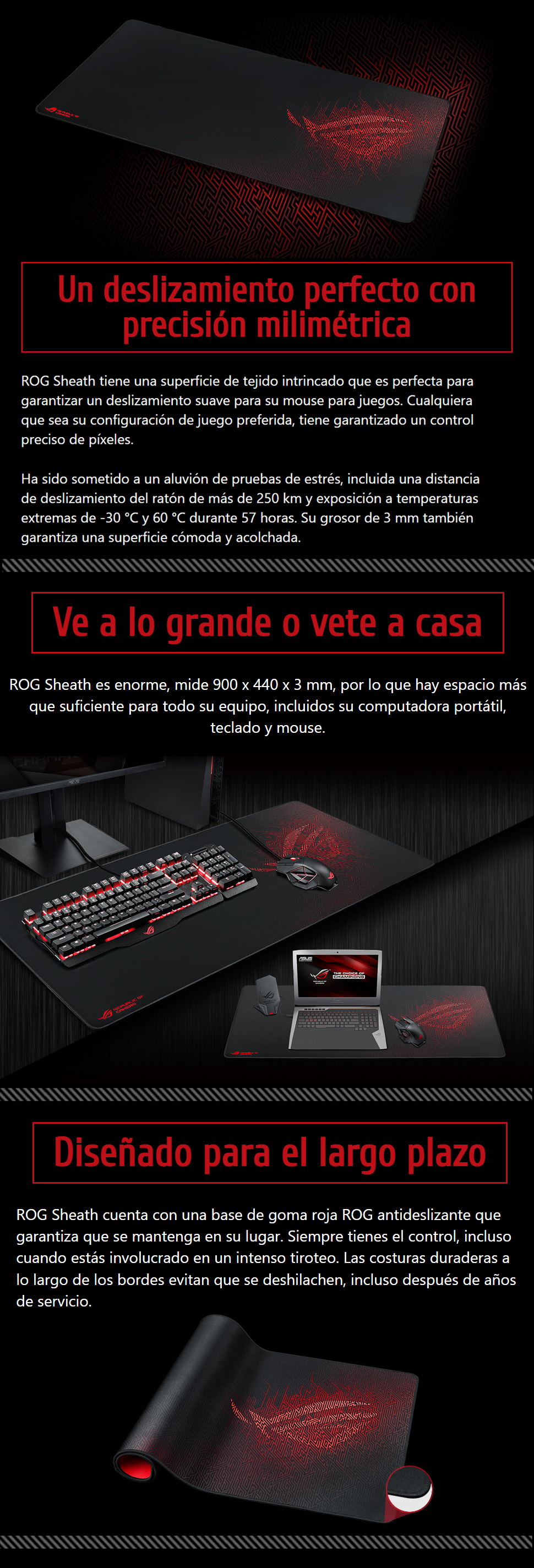 ASUS Mousepad Gamer Asus ROG Strix Sheath 90x44cm Negro | falabella.com
