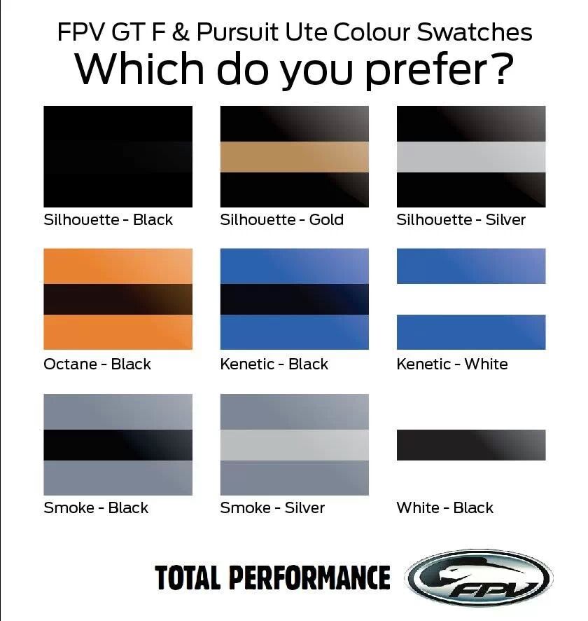 FPV FG MK II GT F COLOUR RANGE — Postimages