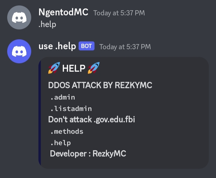 Github Rezkyitrezkybotdiscord Bot Discord Ddos For Attack Website And Ip Port 