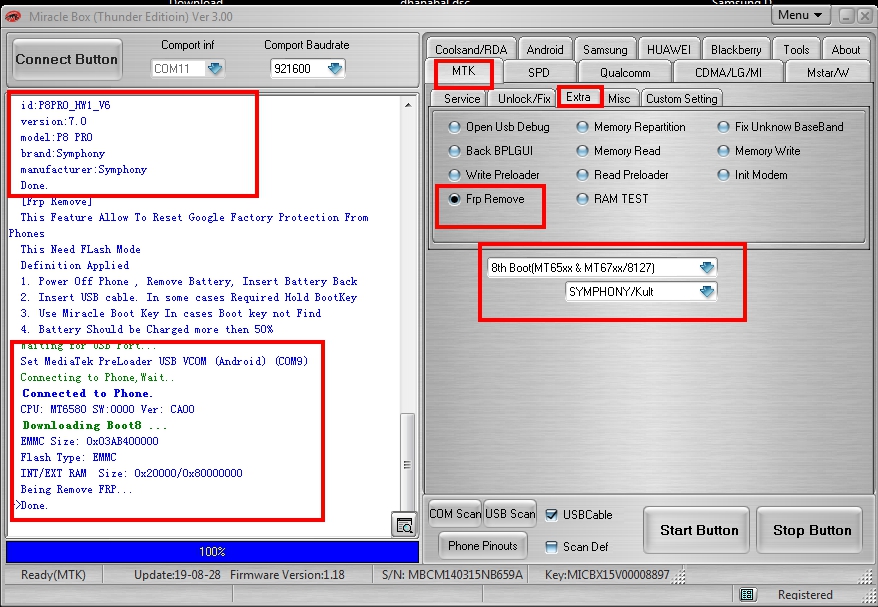 Symphony P8 PRO FRP lock Remove Done By Miracle Thunder Edition 3.00 ...