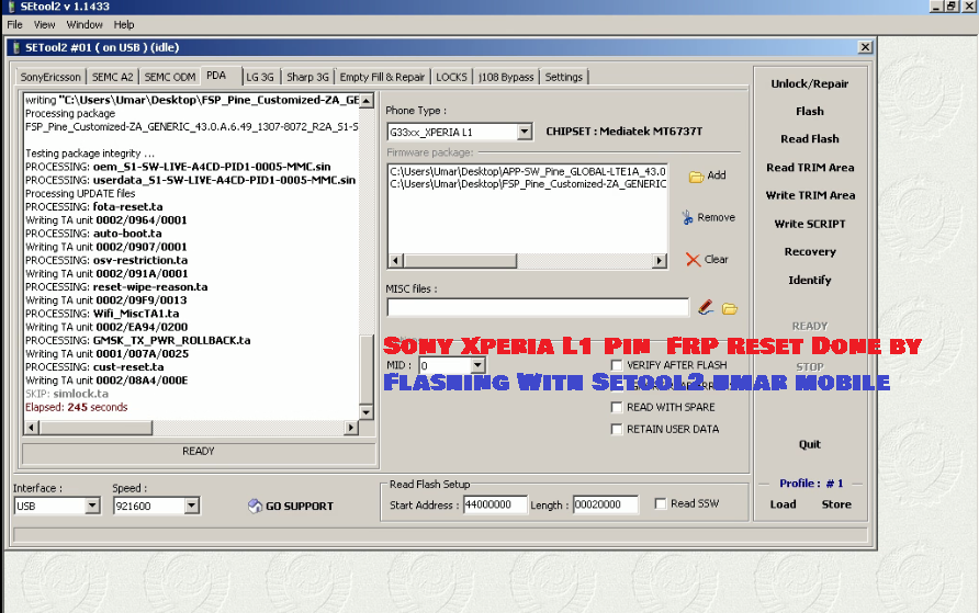 Sony Xperia L1 Pin + FRP Reset Done by Flashing With Setool2 - GSM-Forum